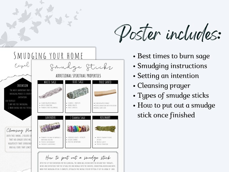 Smudging Basics Printable Poster: Sage, Palo Santo Guide (instant ...