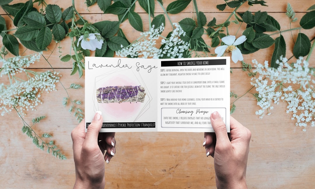 Lavender Sage Smudging Card Printable Label for Gift Packaging - Etsy