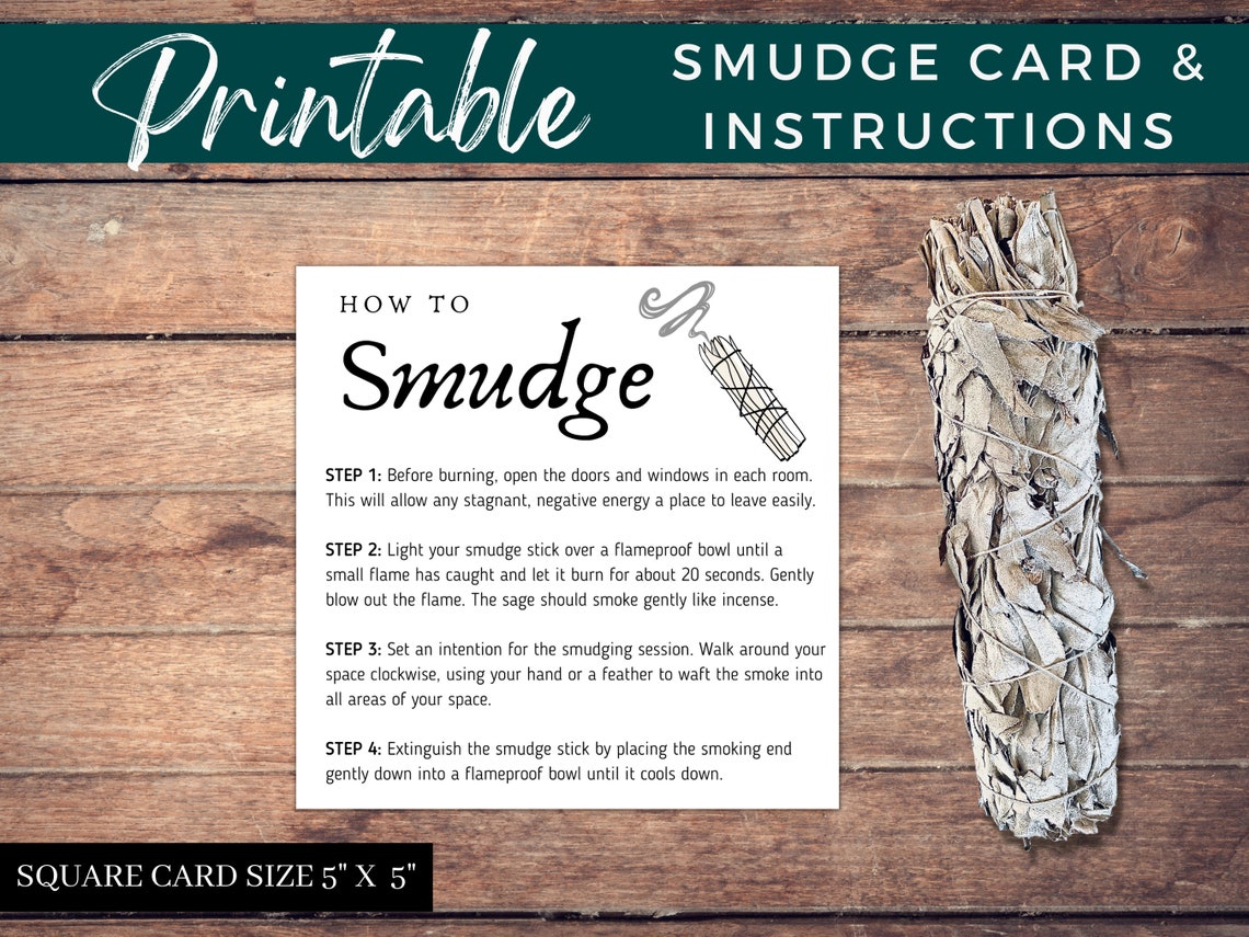 Smudging Instructions Double-sided Sage Information Card - Etsy
