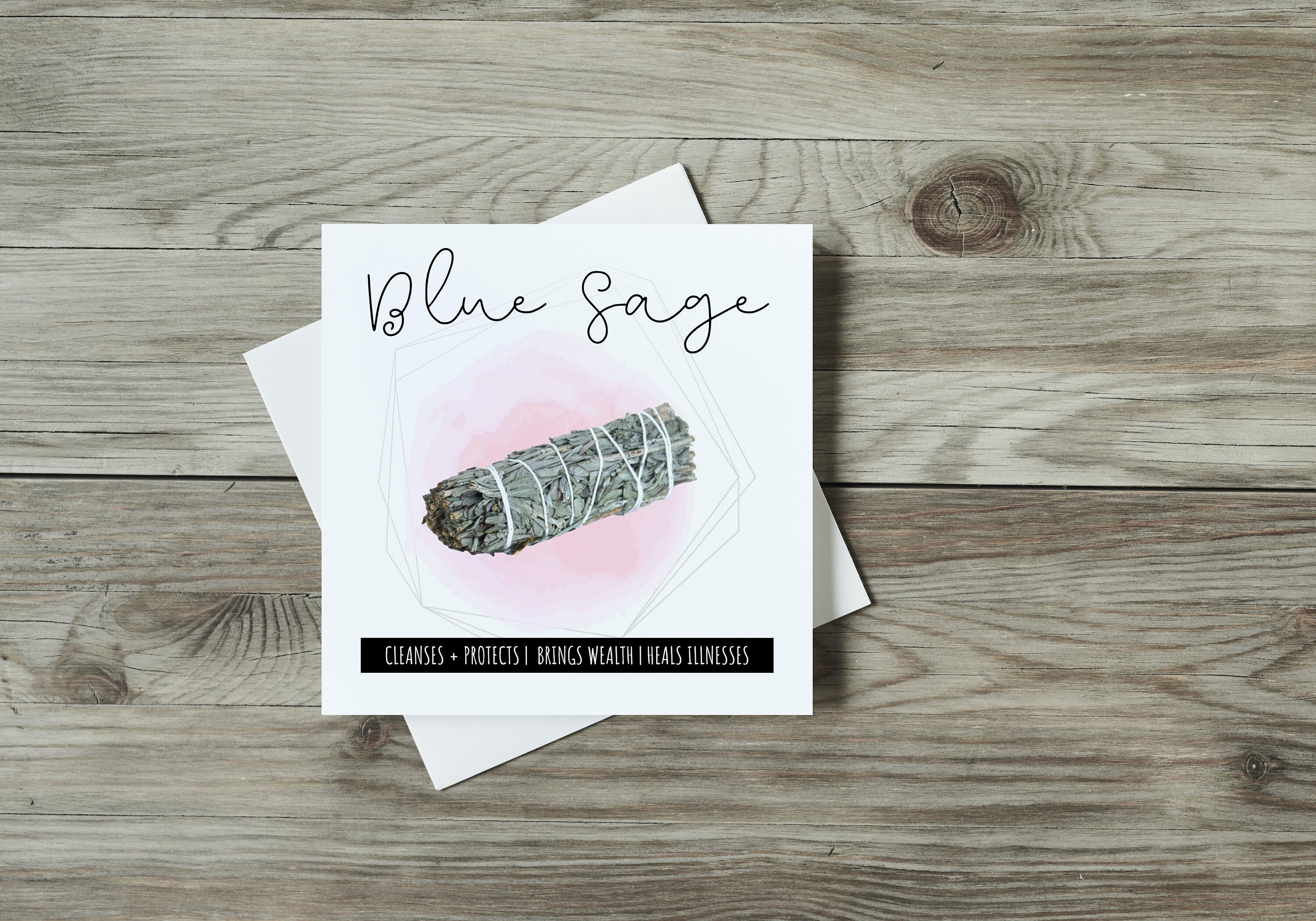 Blue Sage Smudging Card Printable Label for Gift Packaging - Etsy