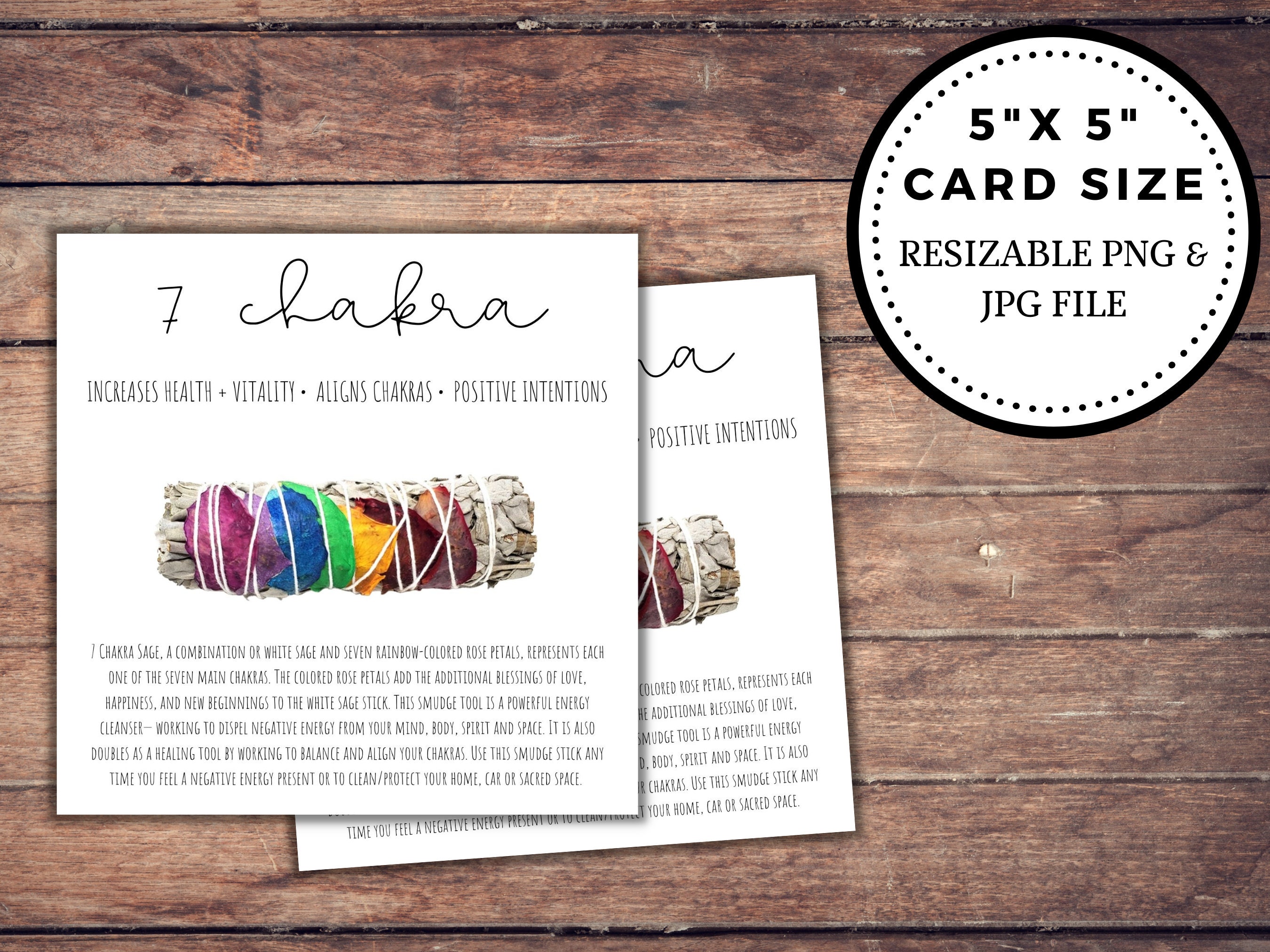 7 Chakra Smudge Information Card Smudging Description Card - Etsy