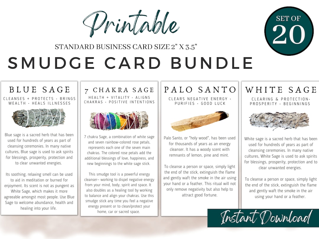 Smudge Meaning Card Bundle: Sage, Palo Santo & More (digital Download ...