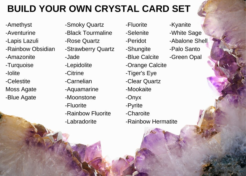BUILD YOUR OWN Crystal Meaning Card Bundle 30 Printable | Etsy