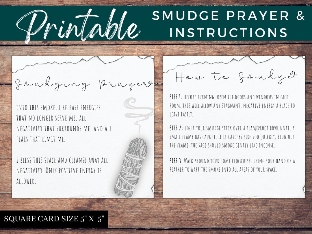 Smudging Prayer Double-sided Information Card | Smudging Intentions ...