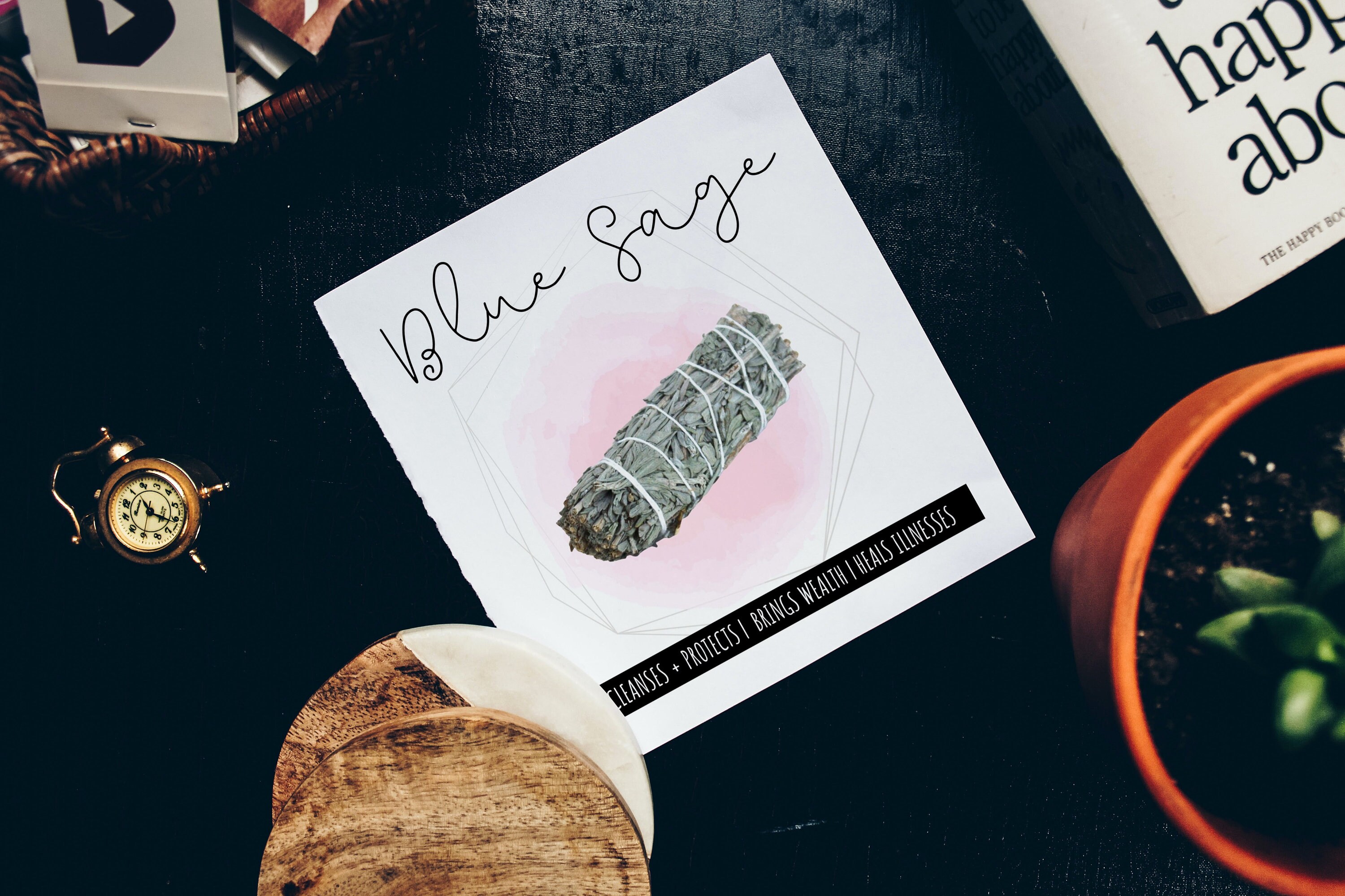 Blue Sage Smudging Card Printable Label for Gift Packaging - Etsy