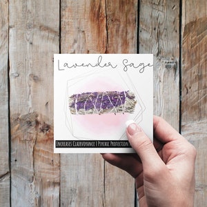 Lavender Sage Smudging Card Printable Label for Gift Packaging - Etsy