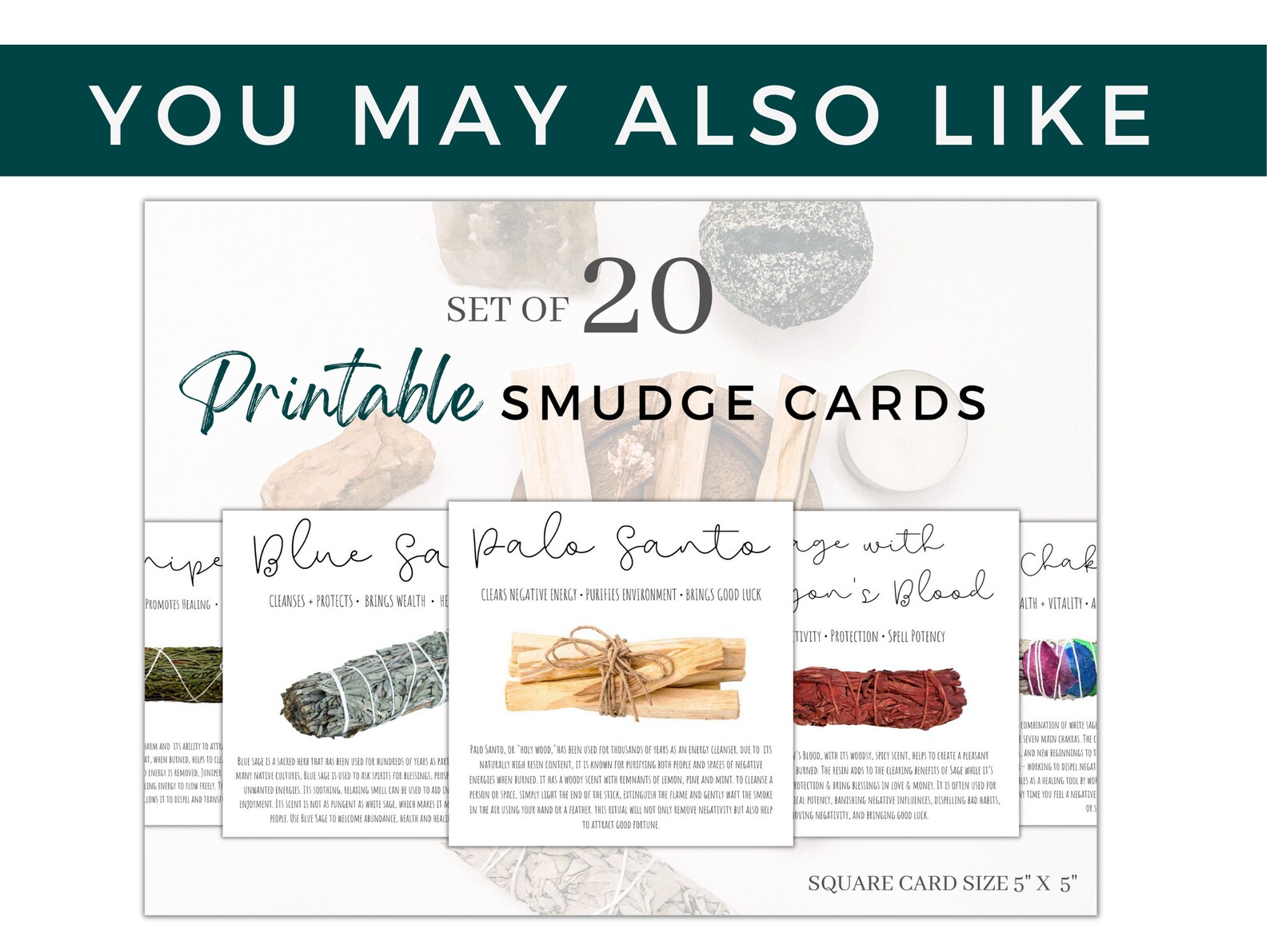 Set of 2 Printable Smudge Instructions Smudging Card - Etsy