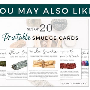 Set of 2 Printable Smudge Instructions, Smudging Card Printable, Palo ...