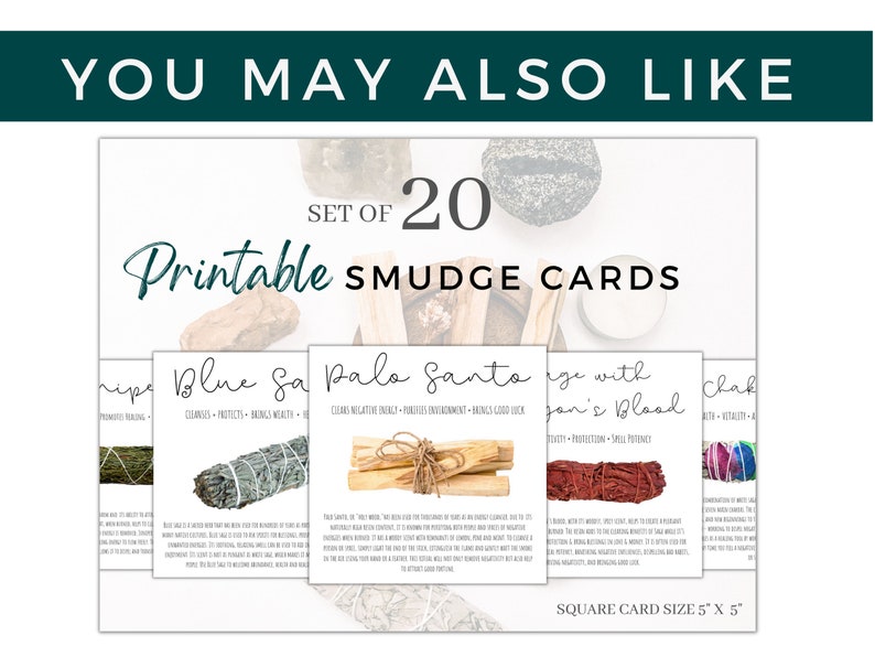 Set of 2 Printable Smudge Instructions Smudging Card - Etsy Australia