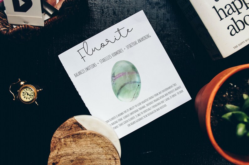 Fluorite Gemstone Meaning Card | Printable Crystal Card for Gift Set - Etsy