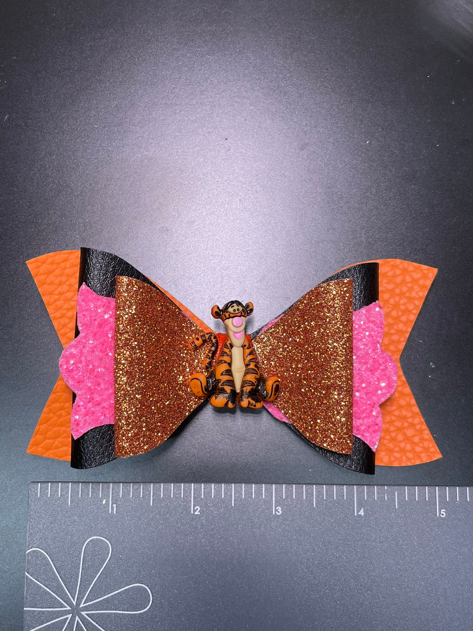 Tiger Bow, Animal Bow, Faux Leather Bow, Character Bow, Bouncy Tiger ...