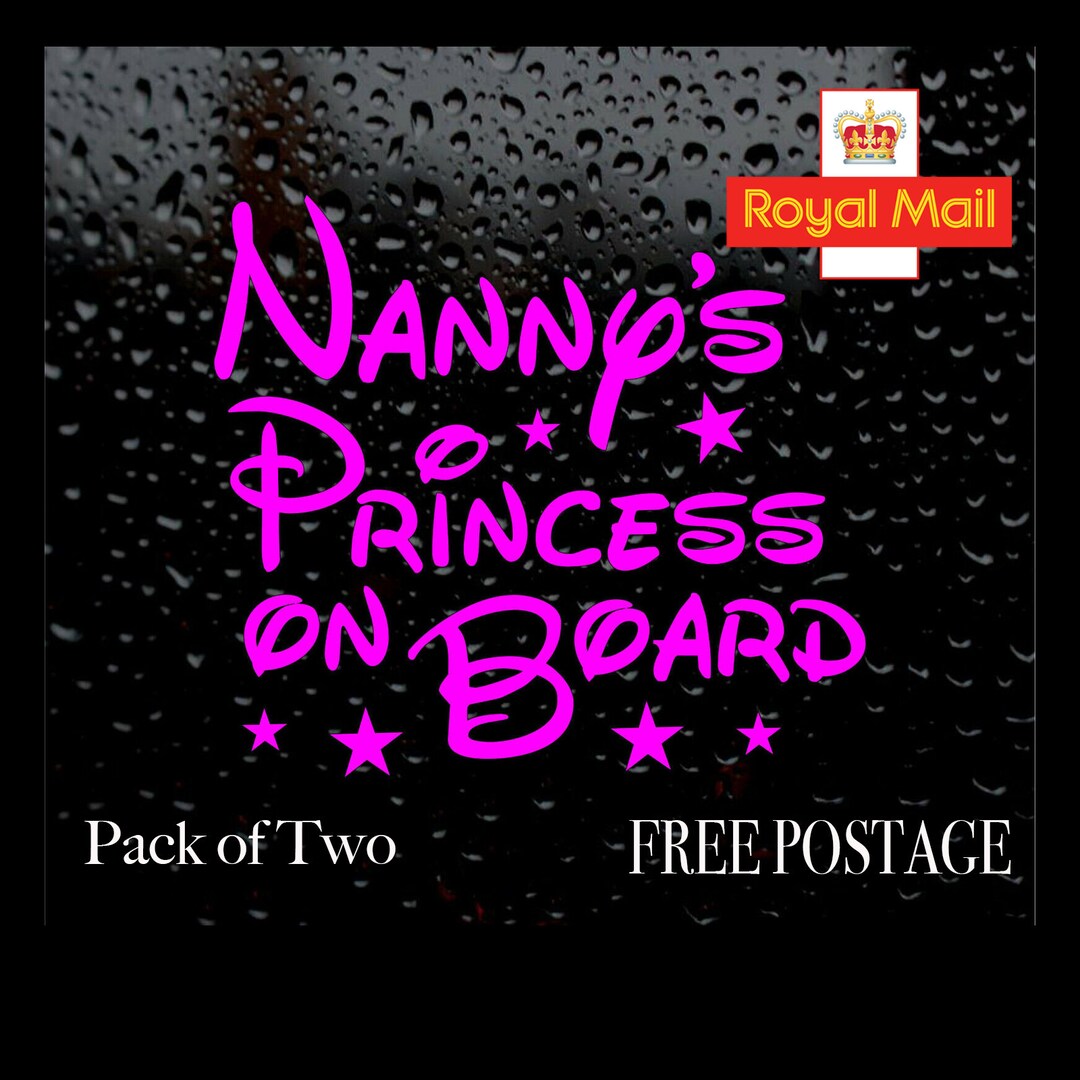 Nanny's Princess on Board Girl Car Decal Sticker. New Design. Pink ...