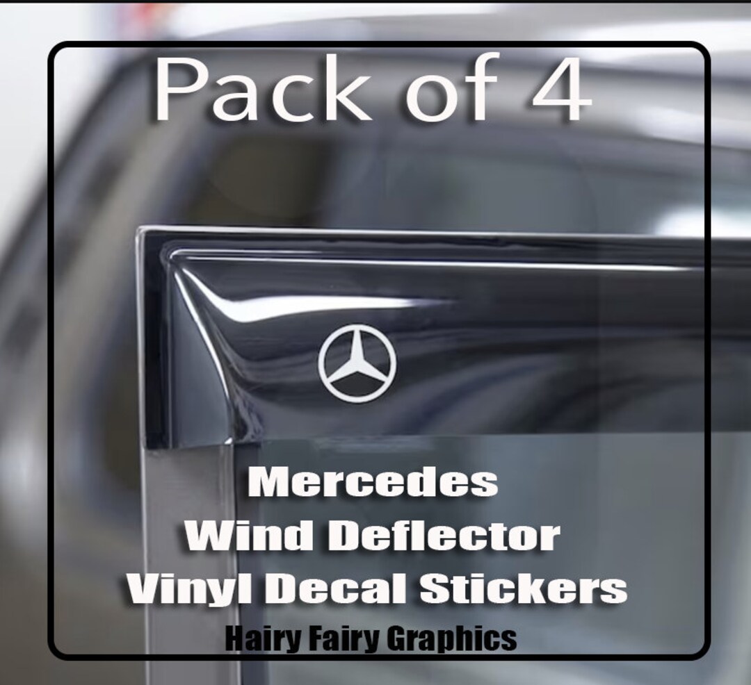Mercedes Wind Deflector Vinyl Decal Stickers Pack of 4 in White Gloss ...