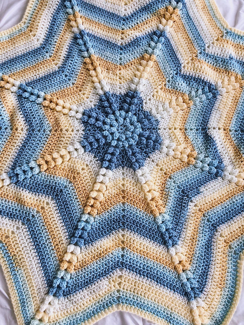 Crochet Baby Blanket Crochet Star Blanket Blue and Yellow - Etsy