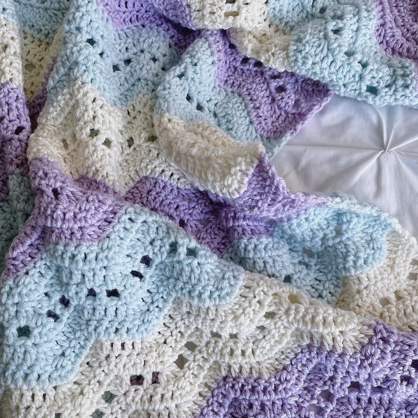Blue Ripple Afghan - Etsy
