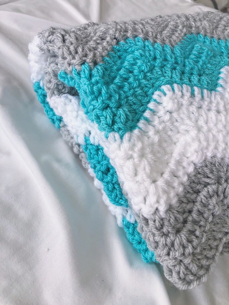 Crochet Baby Blanket Crochet Baby Blanket in Turquoise - Etsy