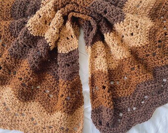 Ripple Afghan in Brown and Cream Crochet Throw Blanket - Etsy