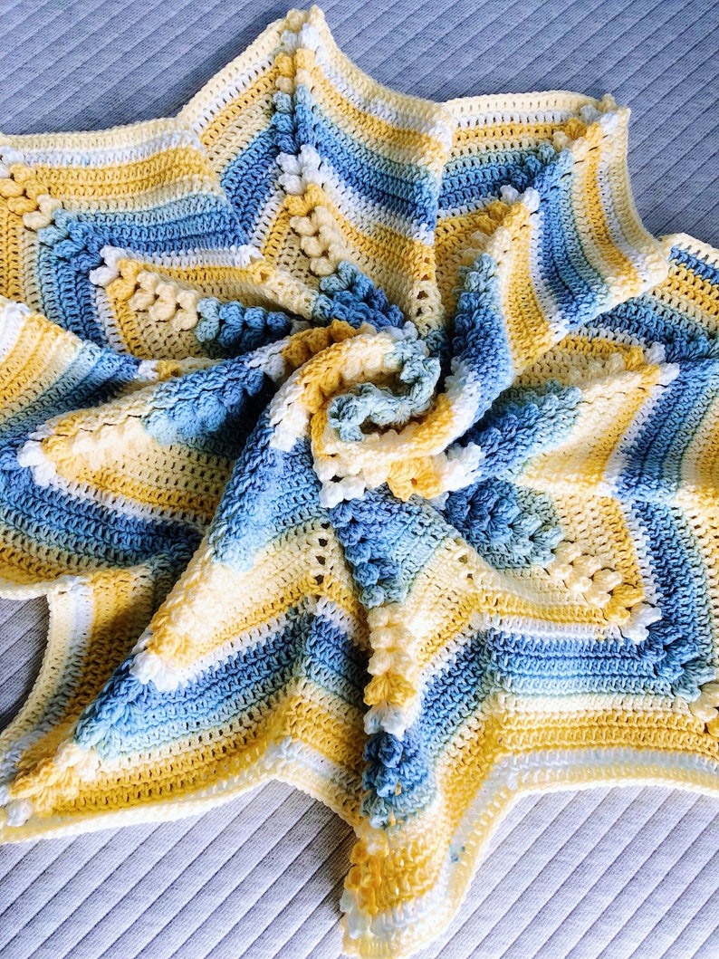 Crochet Baby Blanket Crochet Star Blanket Blue and Yellow - Etsy
