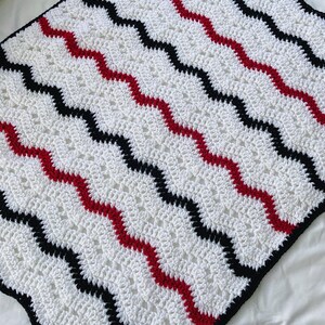 Crochet Baby Blanket - Red Black Baby Blanket - Red Baby Bedding ...