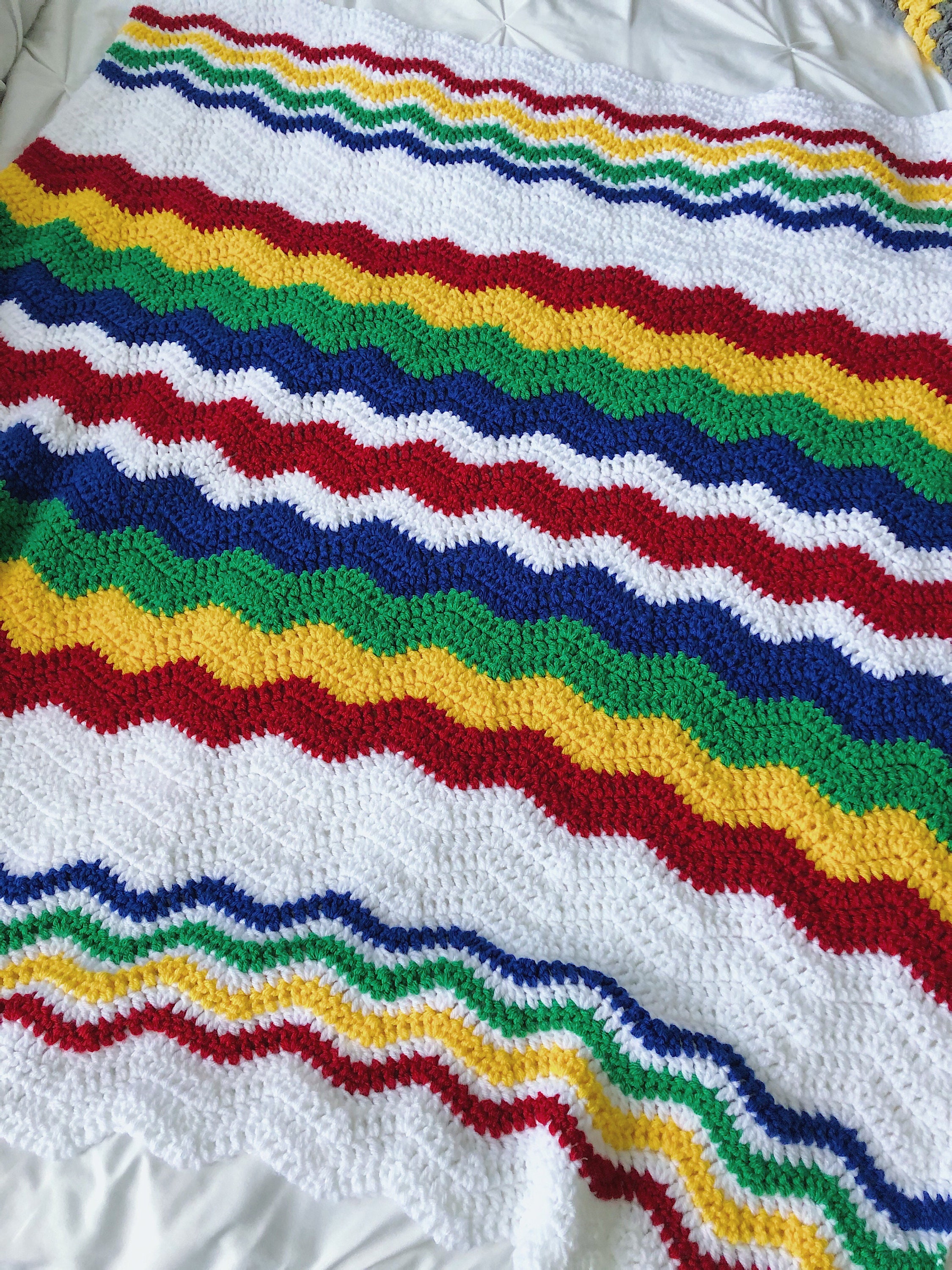 Crochet Baby Blanket Primary Colors Baby Blanket Gender - Etsy
