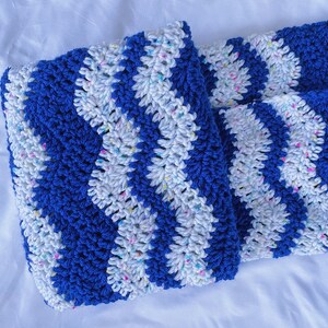 Crochet Baby Blanket, Baby Blanket, Blue and White Blanket, Crochet ...