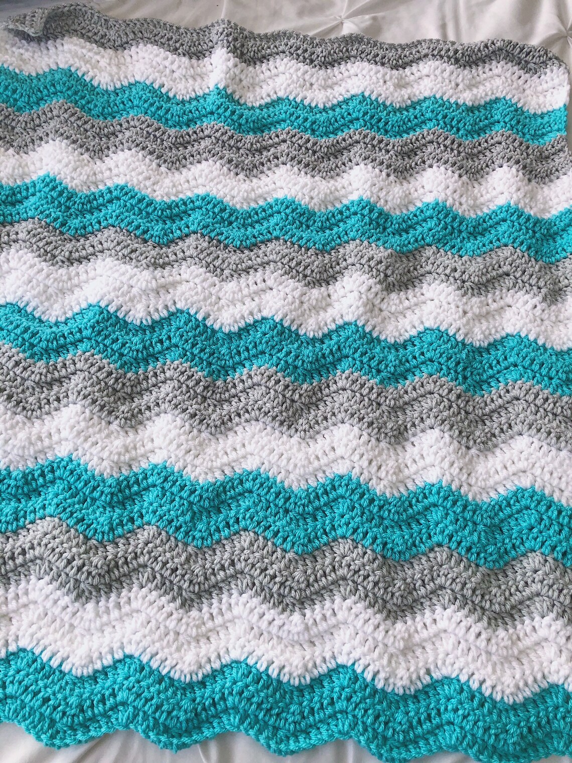 Crochet Baby Blanket Crochet Baby Blanket in Turquoise | Etsy