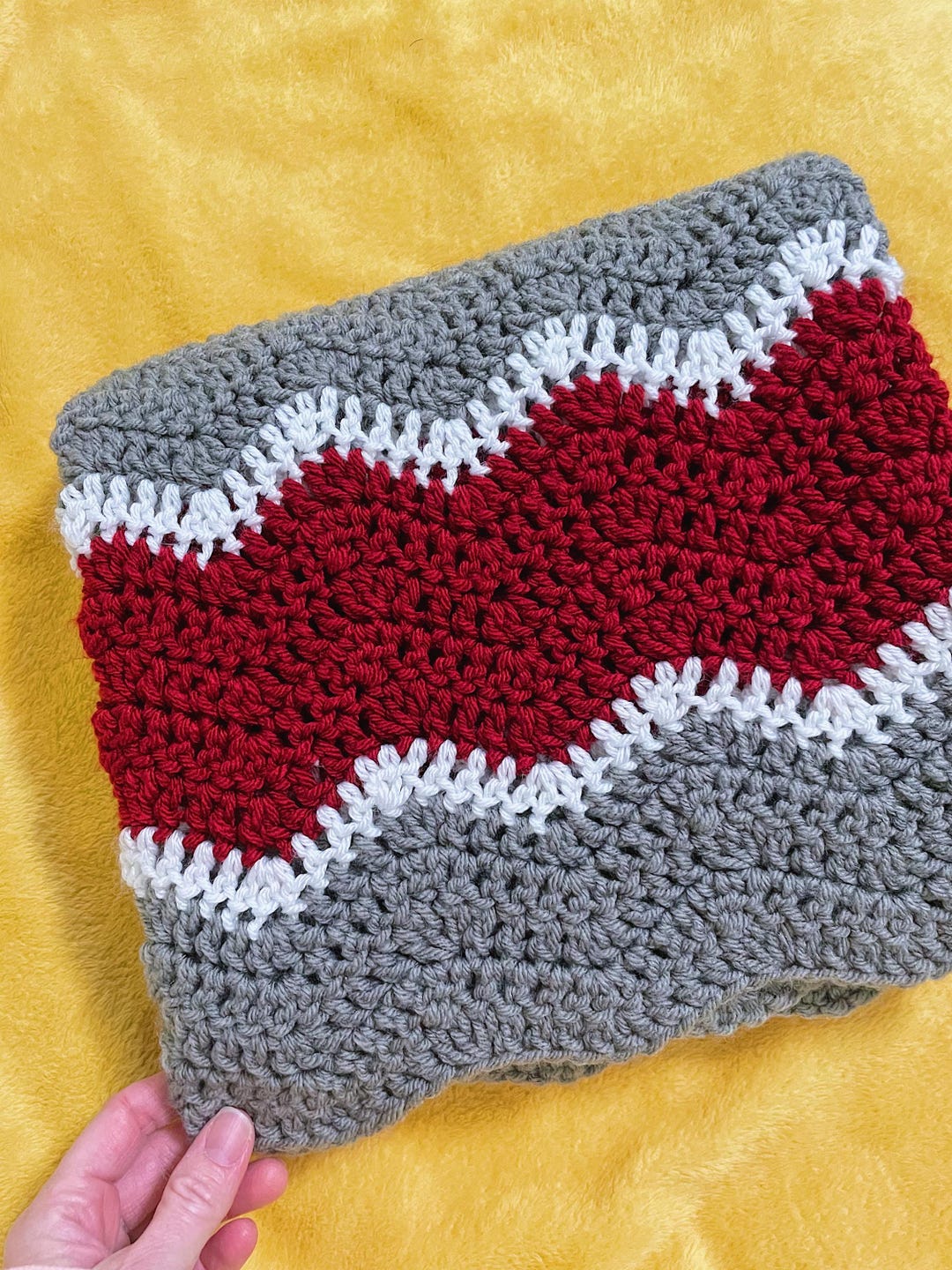Ohio State Baby Blanket: Red, Gray and White Crochet Nursery Decor - Etsy