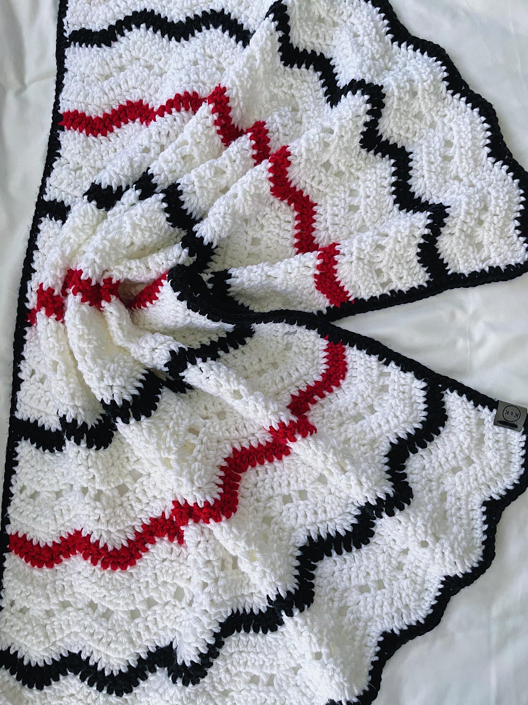 Crochet Baby Blanket - Red Black Baby Blanket - Red Baby Bedding ...