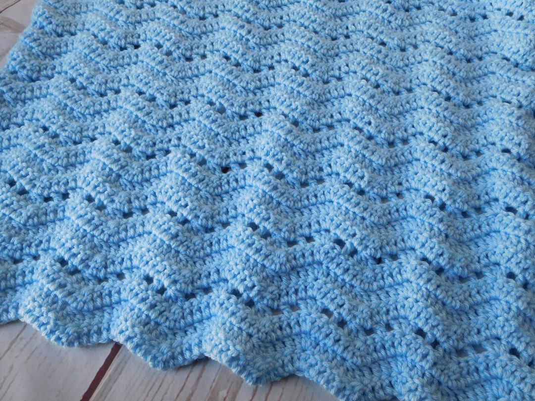 Crochet Baby Blanket Blue Baby Blanket Baby Blue Afghan Baby Boy ...
