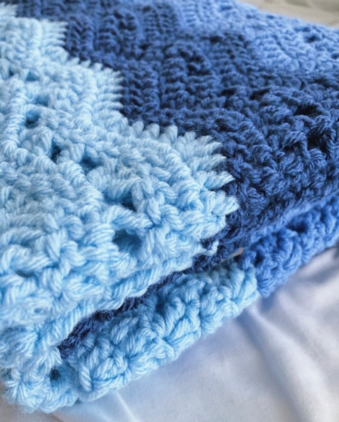 Blue Crochet Baby Blanket PATTERN the Axel Blanket Lacy | Etsy