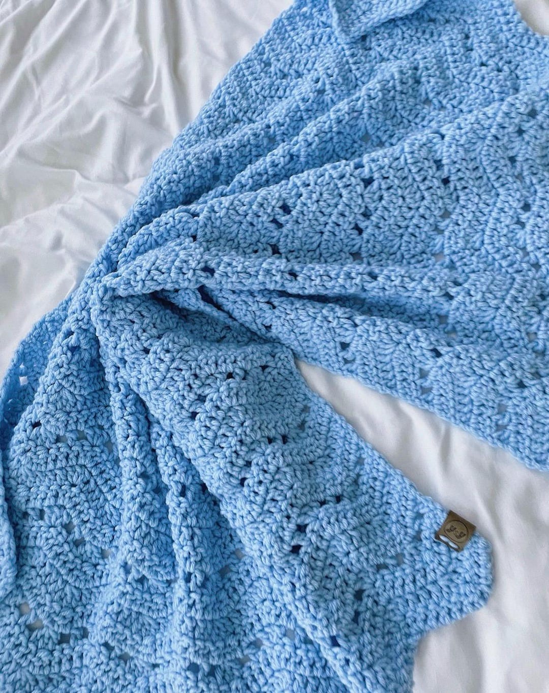 Crochet Baby Blanket - Blue Baby Blanket - Baby Blue Afghan - Baby Boy ...