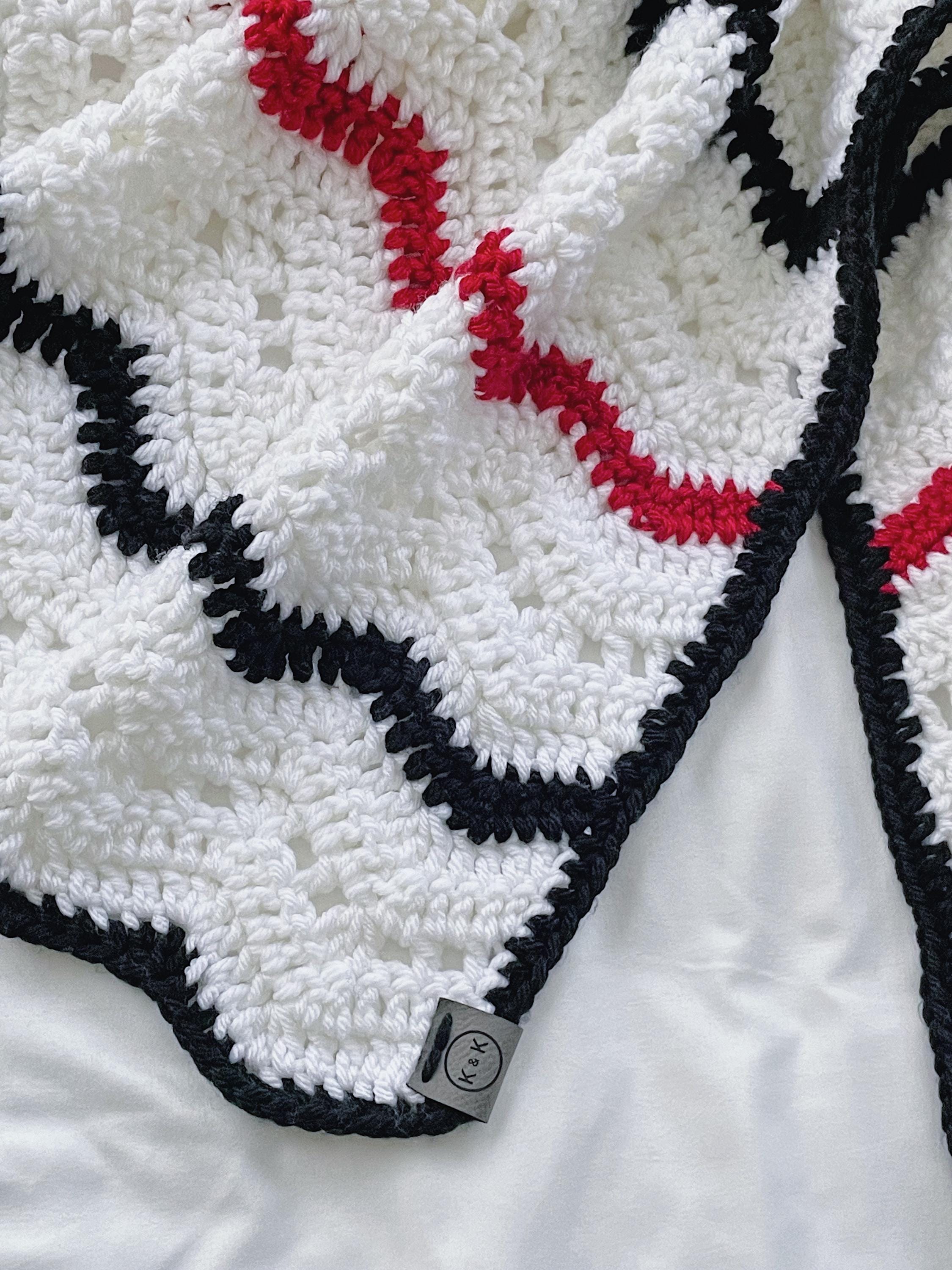 Crochet Baby Blanket - Red Black Baby Blanket - Red Baby Bedding ...