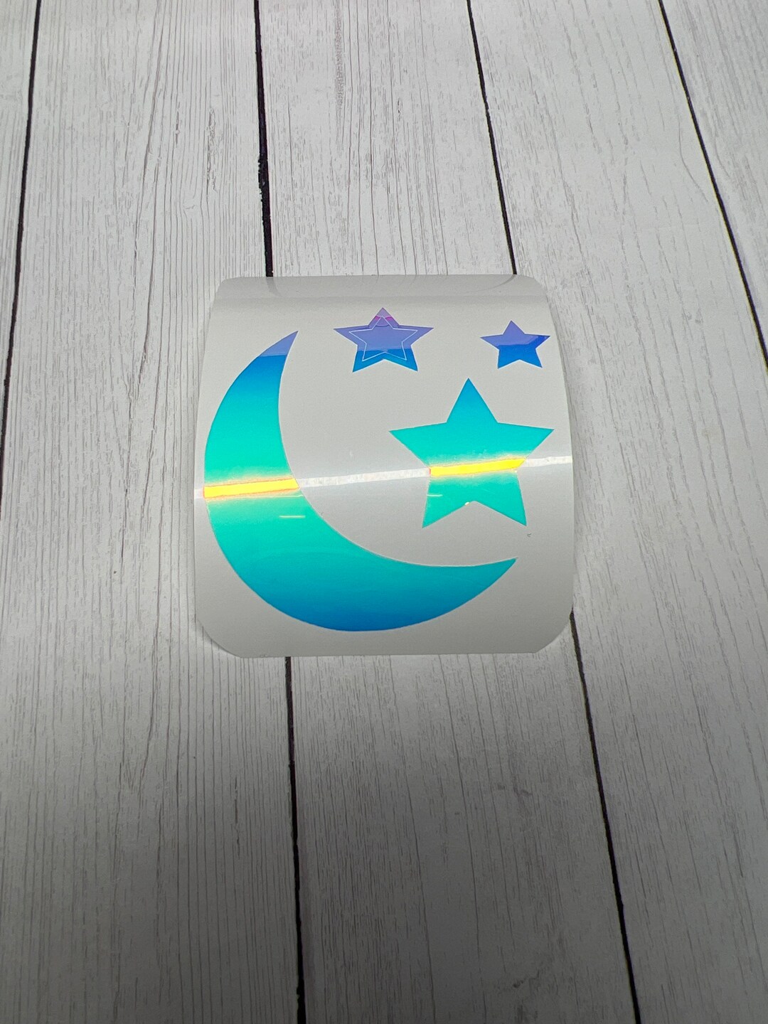 Crescent Moon Iridescent Vinyl Decal| Stickers| Half Moon| Holographic ...