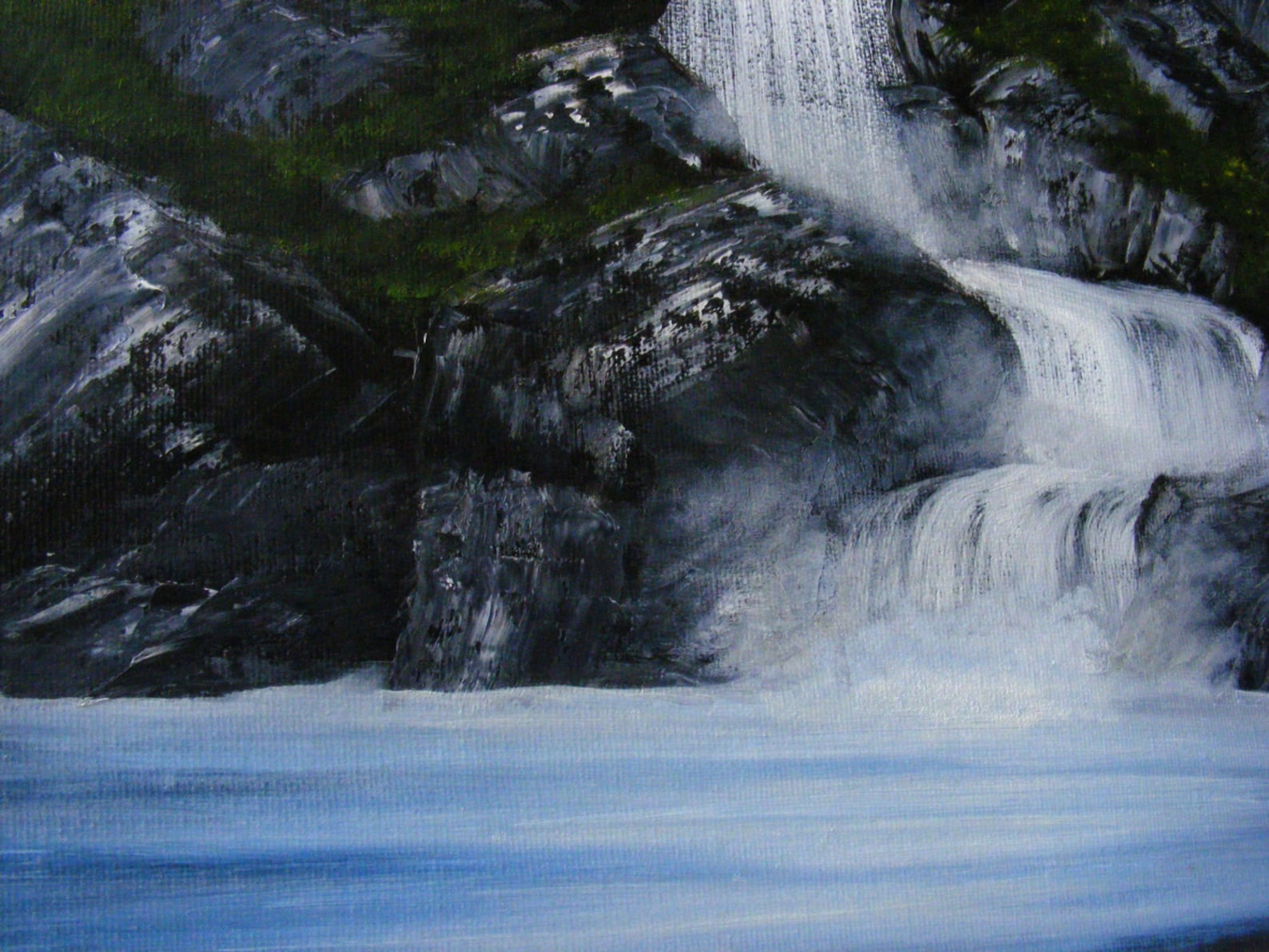 Original Landscape Oil Painting Rock Waterfall on Canvas - Etsy