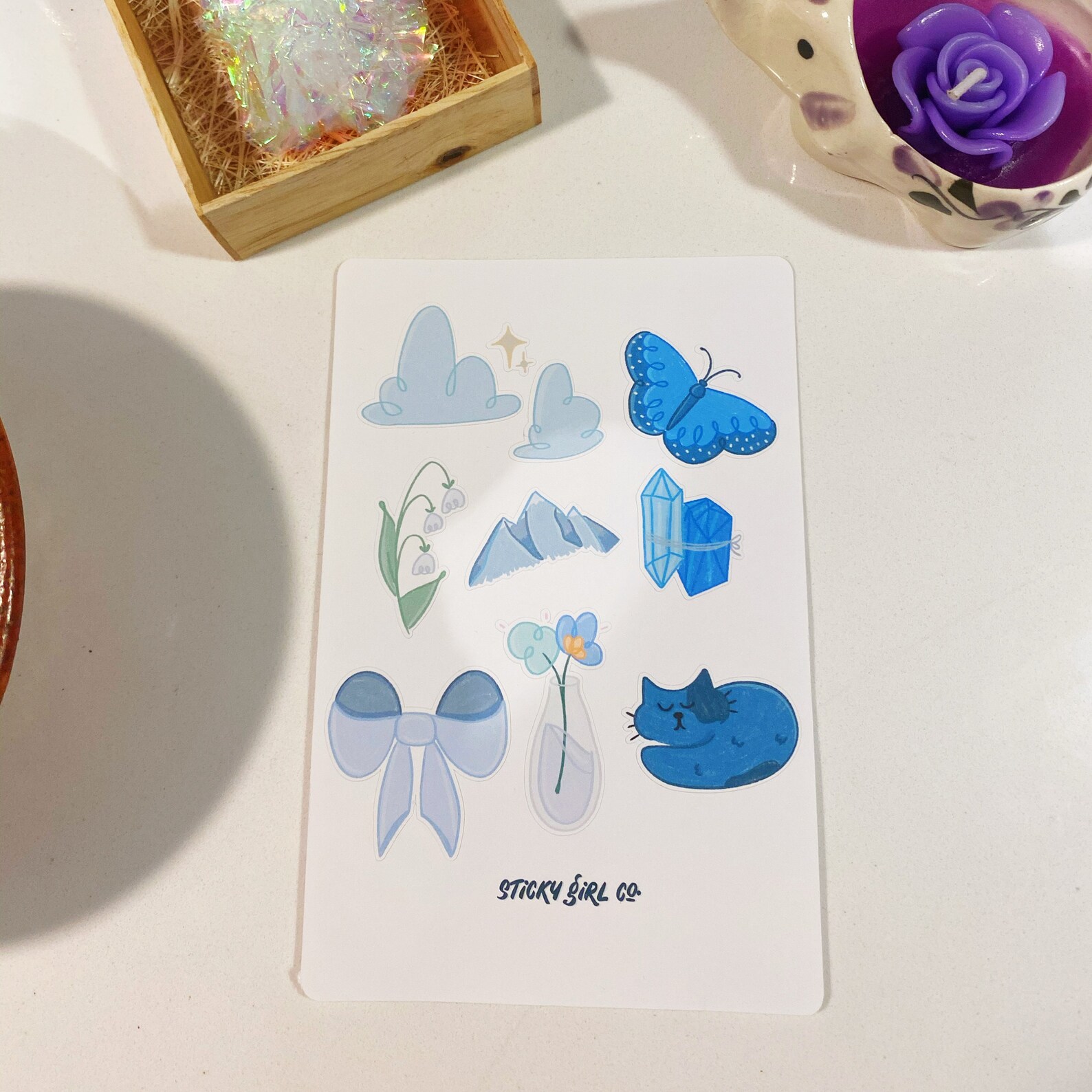 Blue Sticker Sheet / Blue Sticker Pack / Cute Sticker Pack / | Etsy