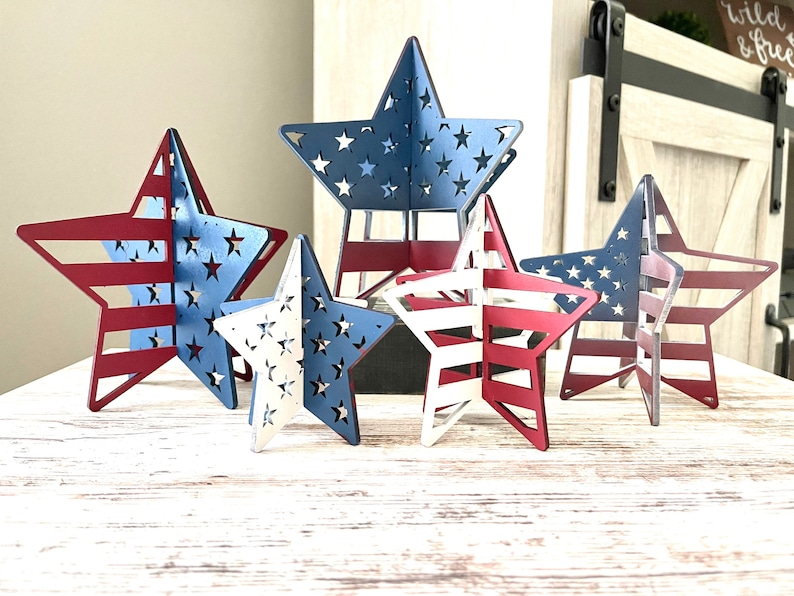 1/8 3D Standing Stars set of 5 Patriotic Stars and - Etsy