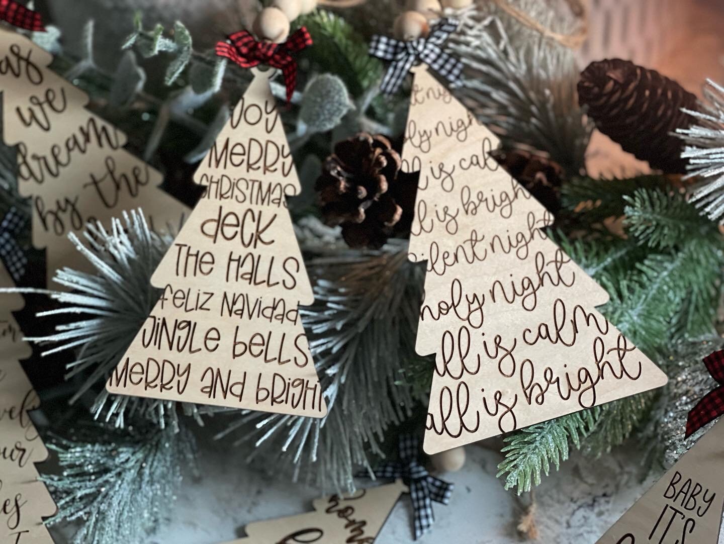 Engraved Christmas Tree Ornaments Set of 6 SVG Digital - Etsy