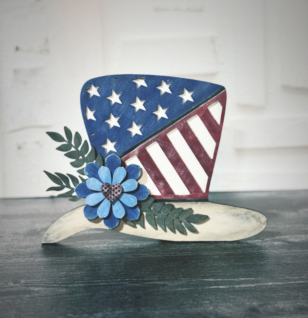 Floral Uncle Sam Patriotic Hat Shelf Sitter SVG Digital Download for ...