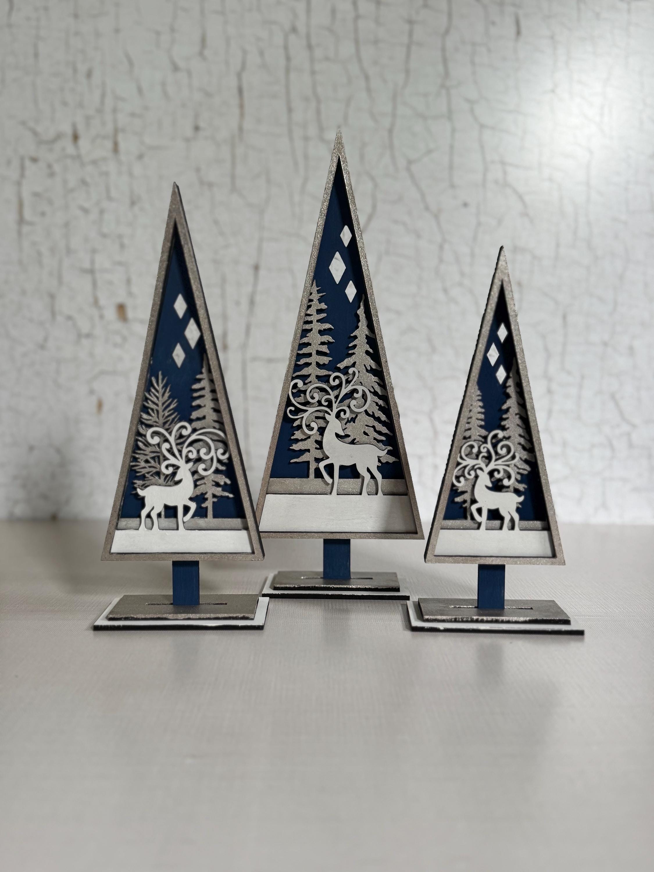 Swirly Deer Trees Set of 3 SVG Digital Download for Glowforge or Laser ...