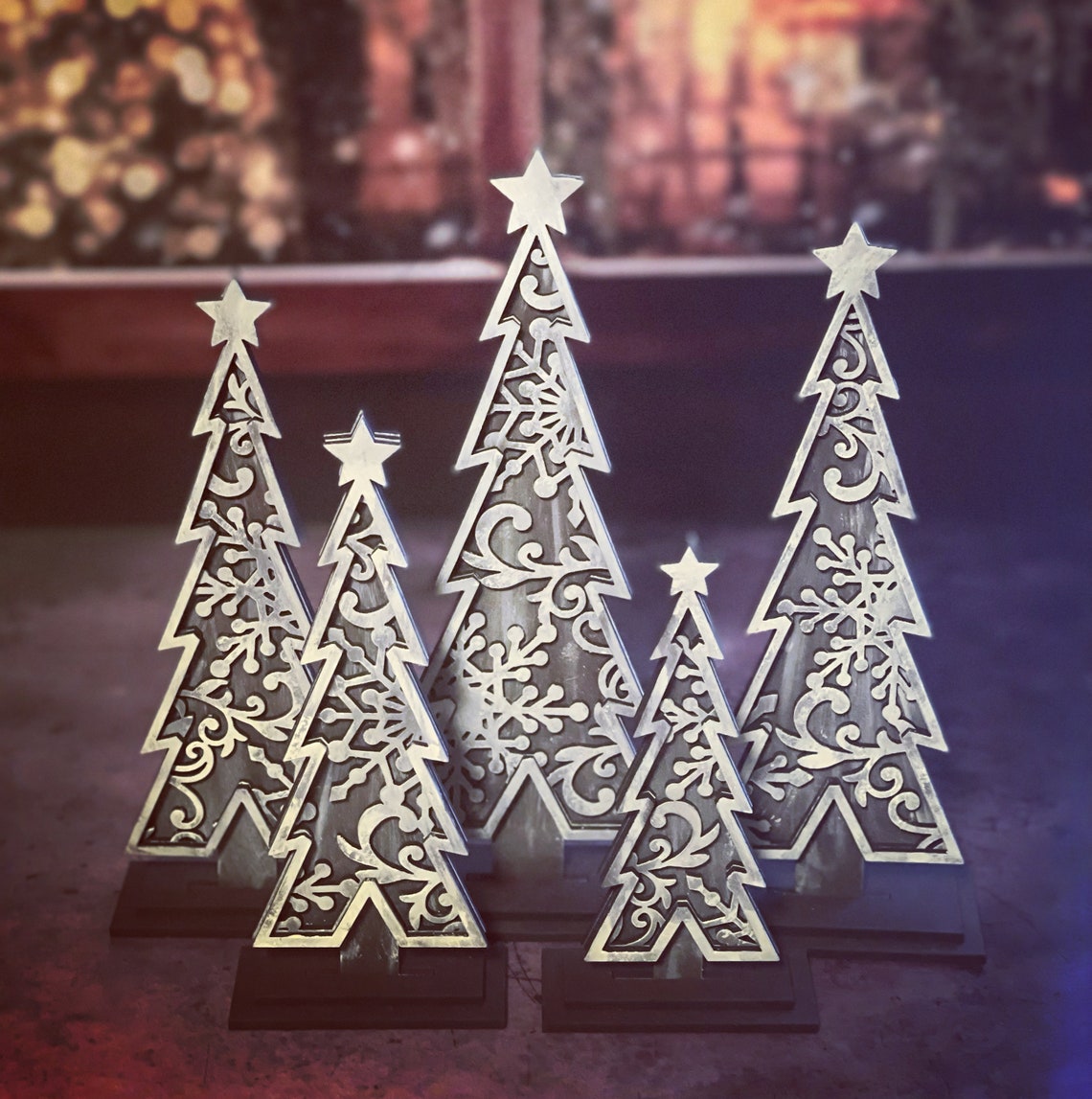 Flourish Snowflake Christmas Tree Set of 5 SVG Digital Download for ...