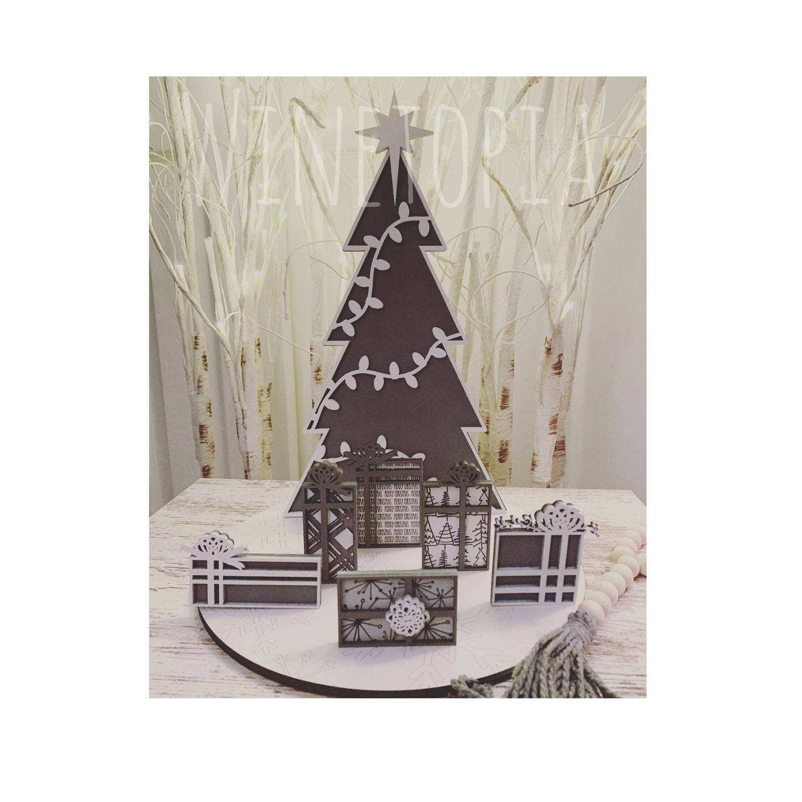 Christmas Tree With Presents on a Slotted Snowflake Tree Skirt | Etsy