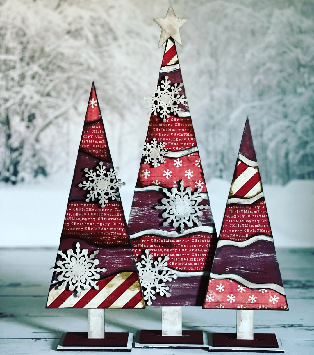 Layered Snowflake Trees Set of 3 SVG Digital Download for Glowforge or ...