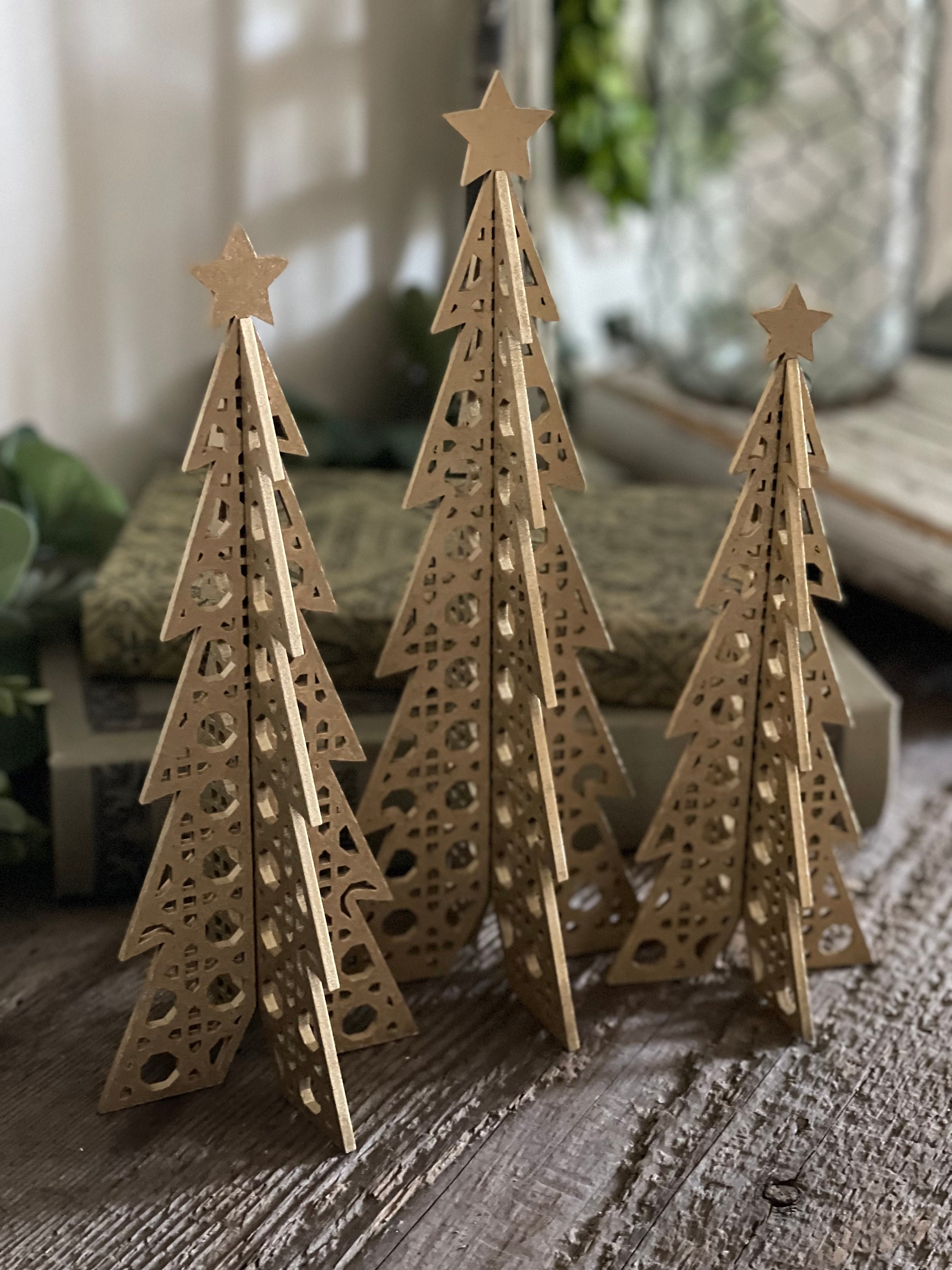 3D Medium Rattan Christmas Trees Set of 3 SVG Digital Download - Etsy