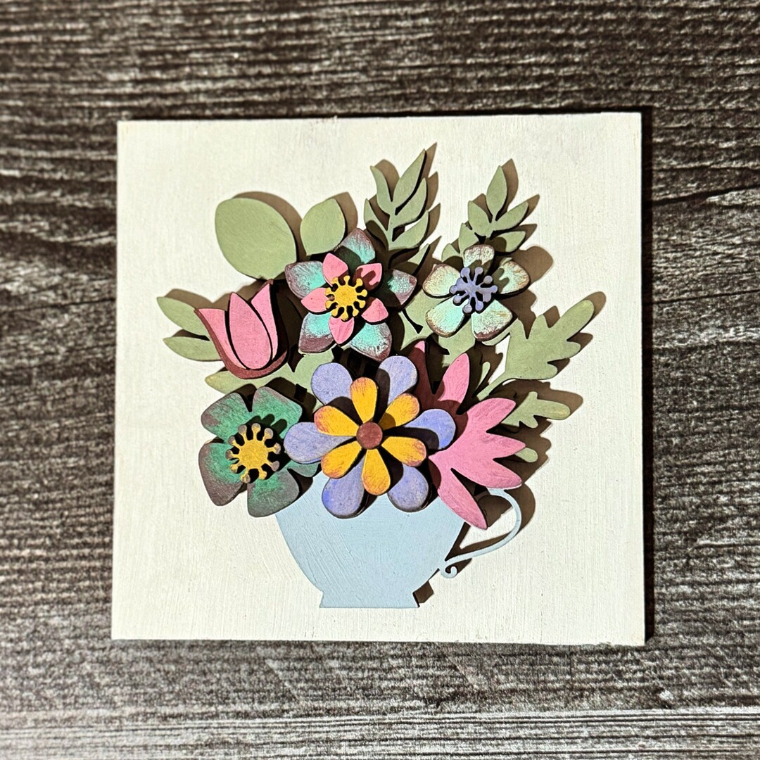 4” Teacup Floral Insert for Interchangeable Sign SVG Digital Download ...