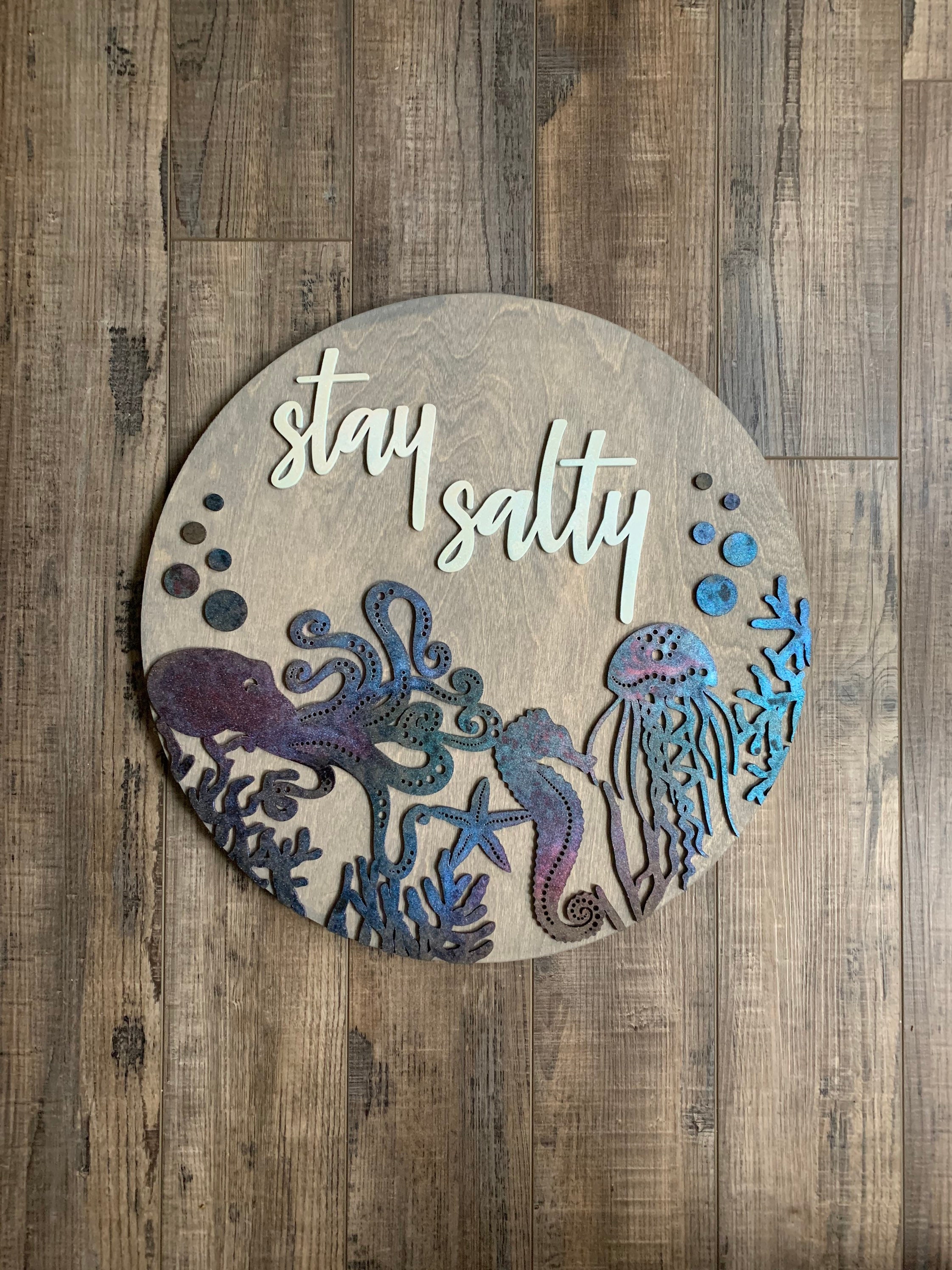 Stay Salty Ocean Themed Round Sign SVG Digital Download for - Etsy