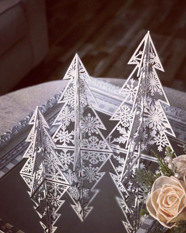 1/8” 3D Large Snowflake Trees Set of 3 SVG Digital Download for ...