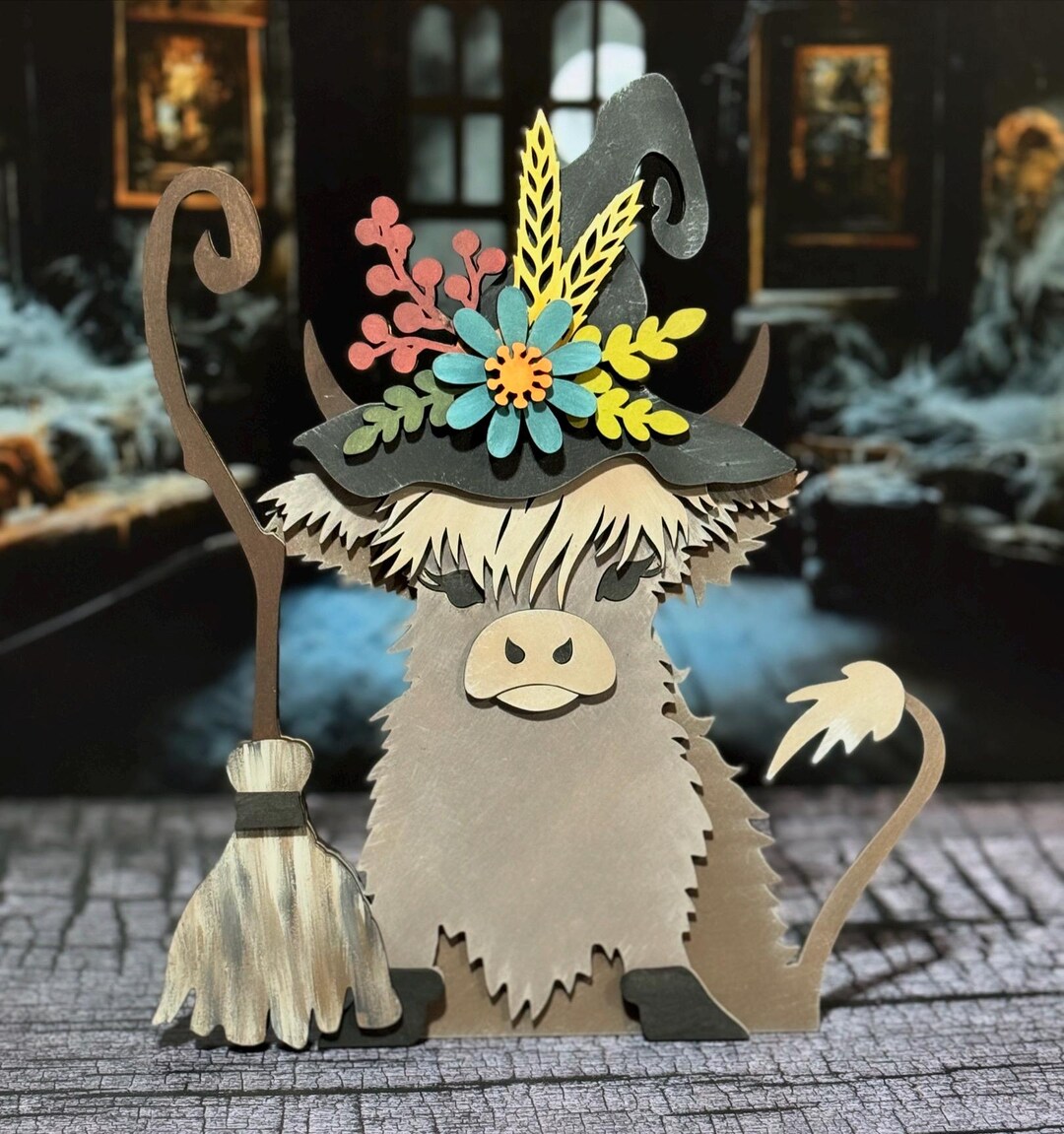Halloween Highland Cow Witch SVG Digital Download for Glowforge or ...