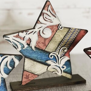 Flourish Farmhouse Style Star Trio SVG Digital Download for Glowforge ...