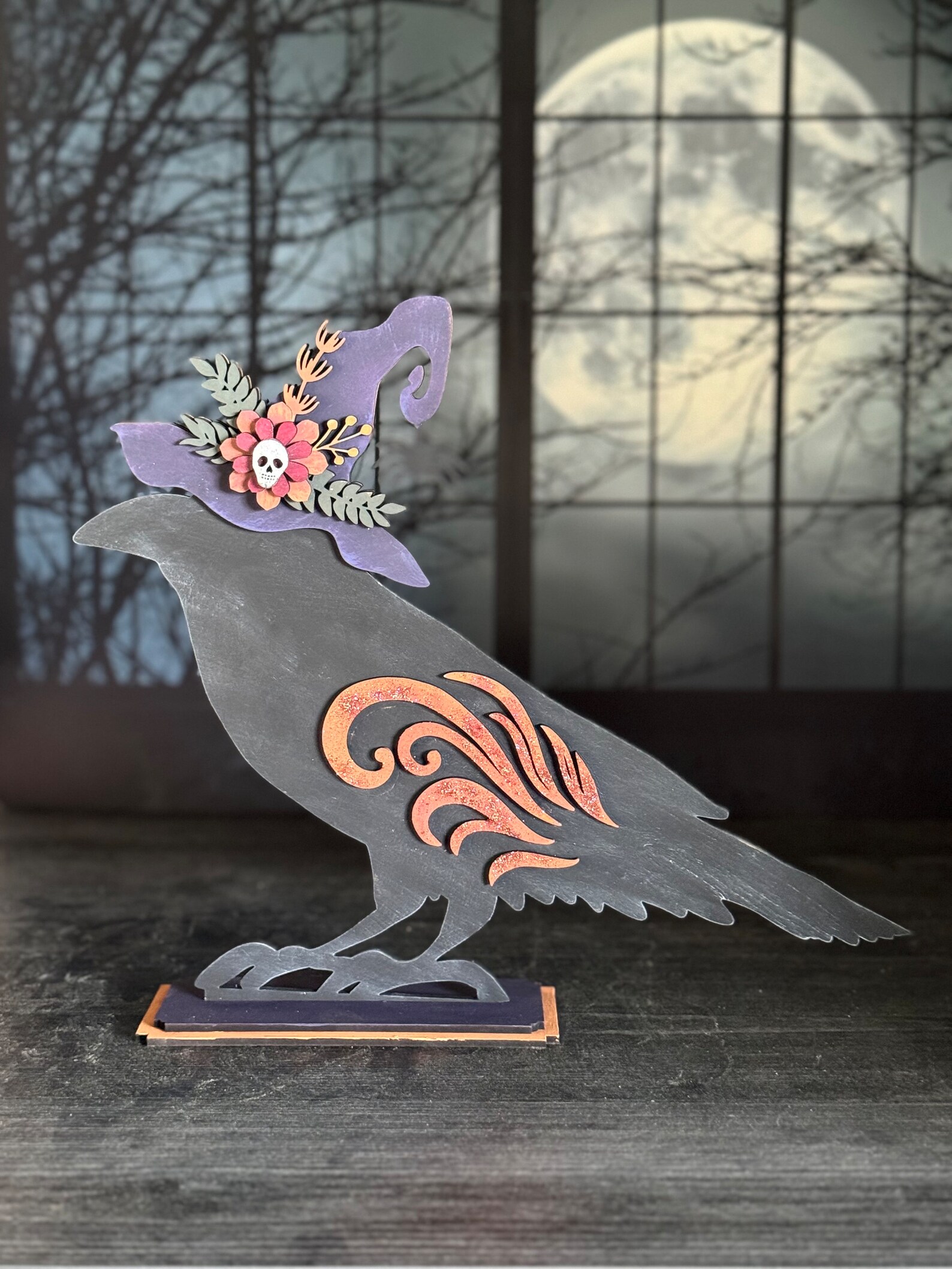 Halloween Raven in Witch Hat SVG Digital Download for Glowforge or ...