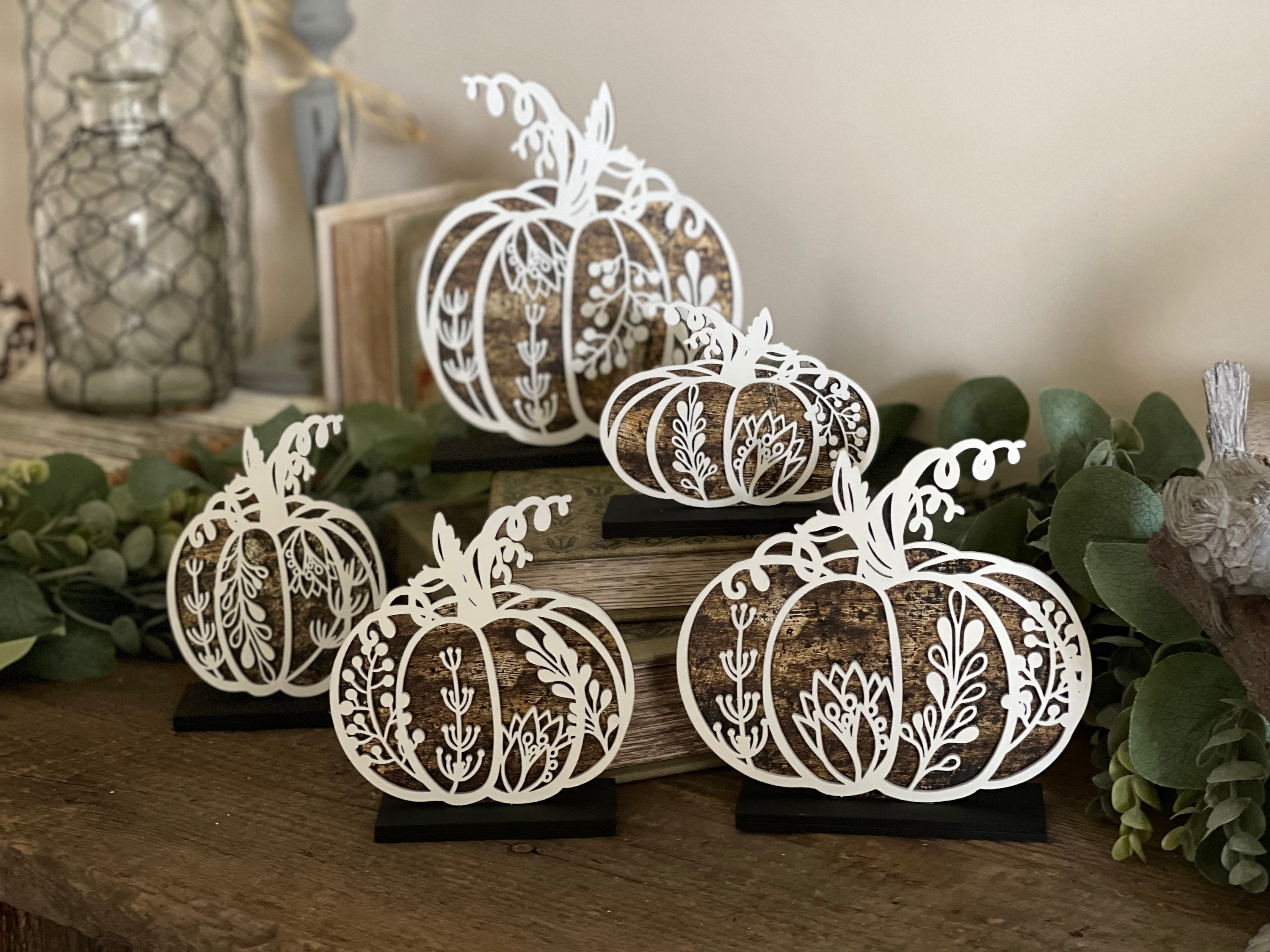 Floral Farmhouse Pumpkins Set of 5 SVG Digital Download for - Etsy